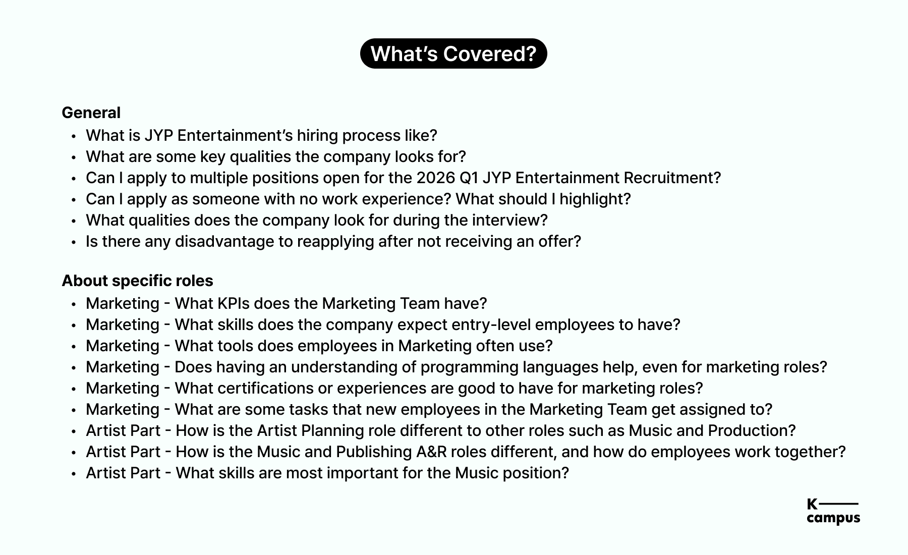 Tips from the JYP Entertainment Recruitment Information Session | K-campus