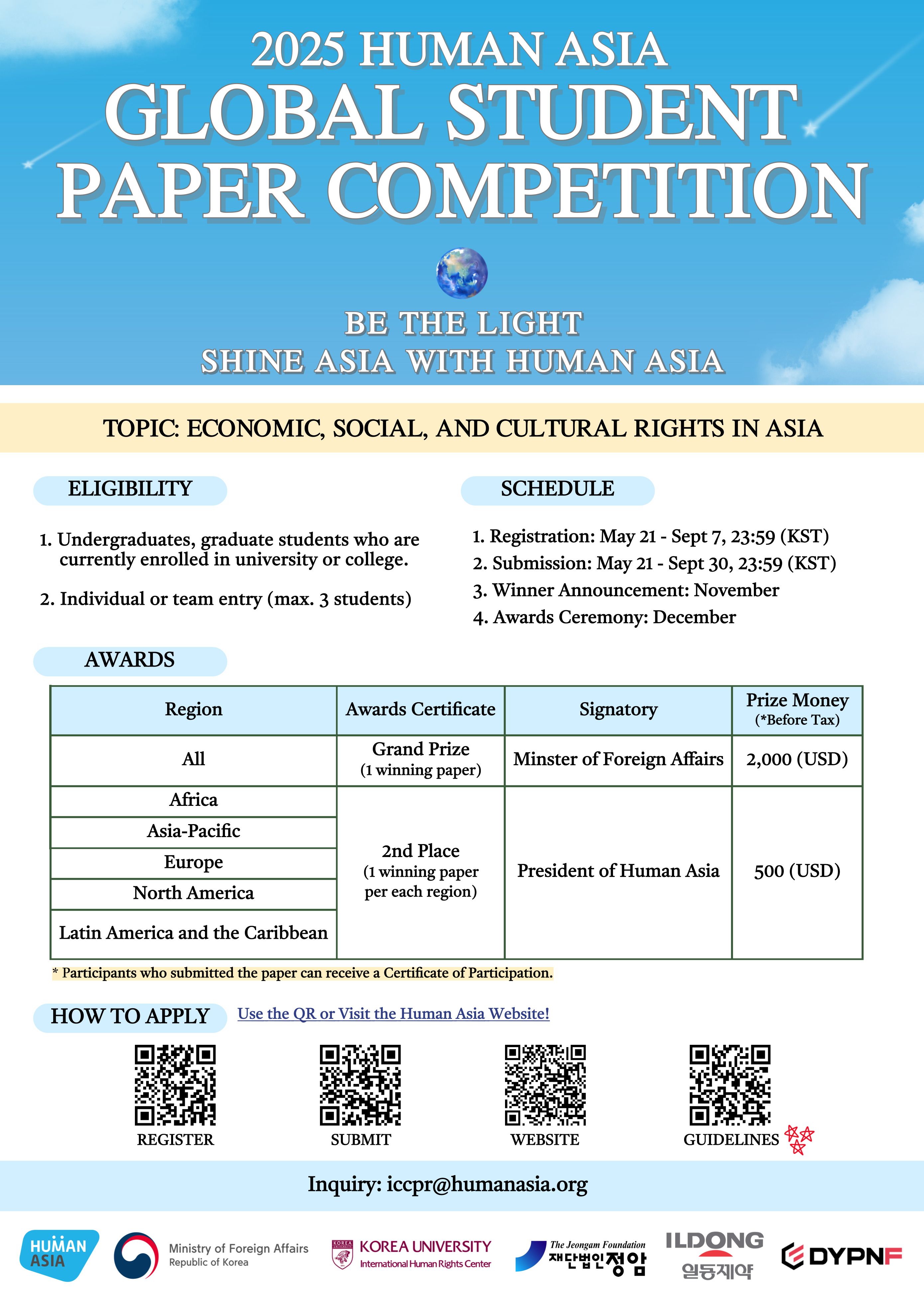 [Call for Papers] 2025 Human Asia Global Student Paper Competition | K ...